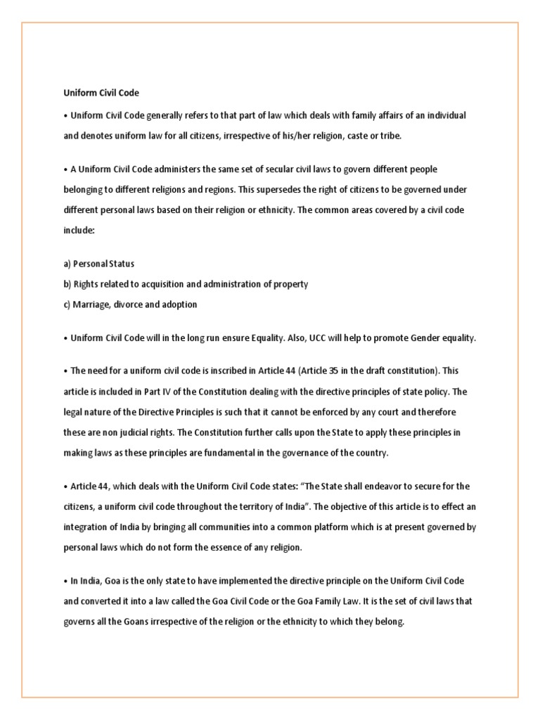 Uniform Civil Code | PDF