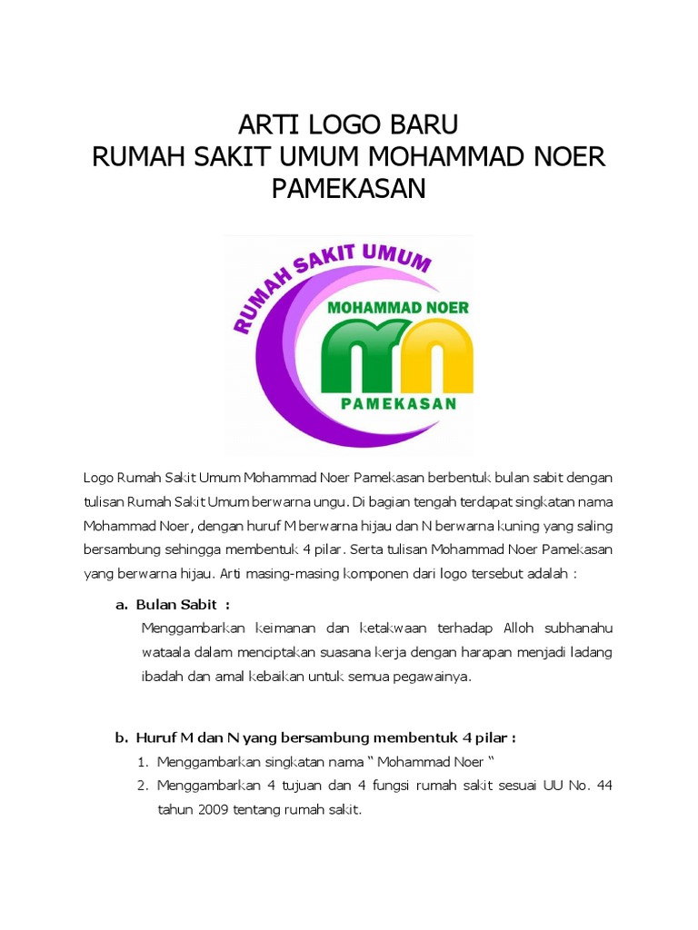 Logo Baru Rsu Mohammad Noer Dan Artinya | PDF