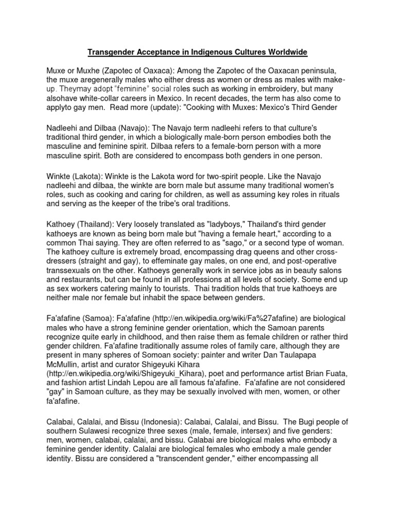 Gender Diversity in Indigenous Cultures | PDF | Gender | Gender Studies
