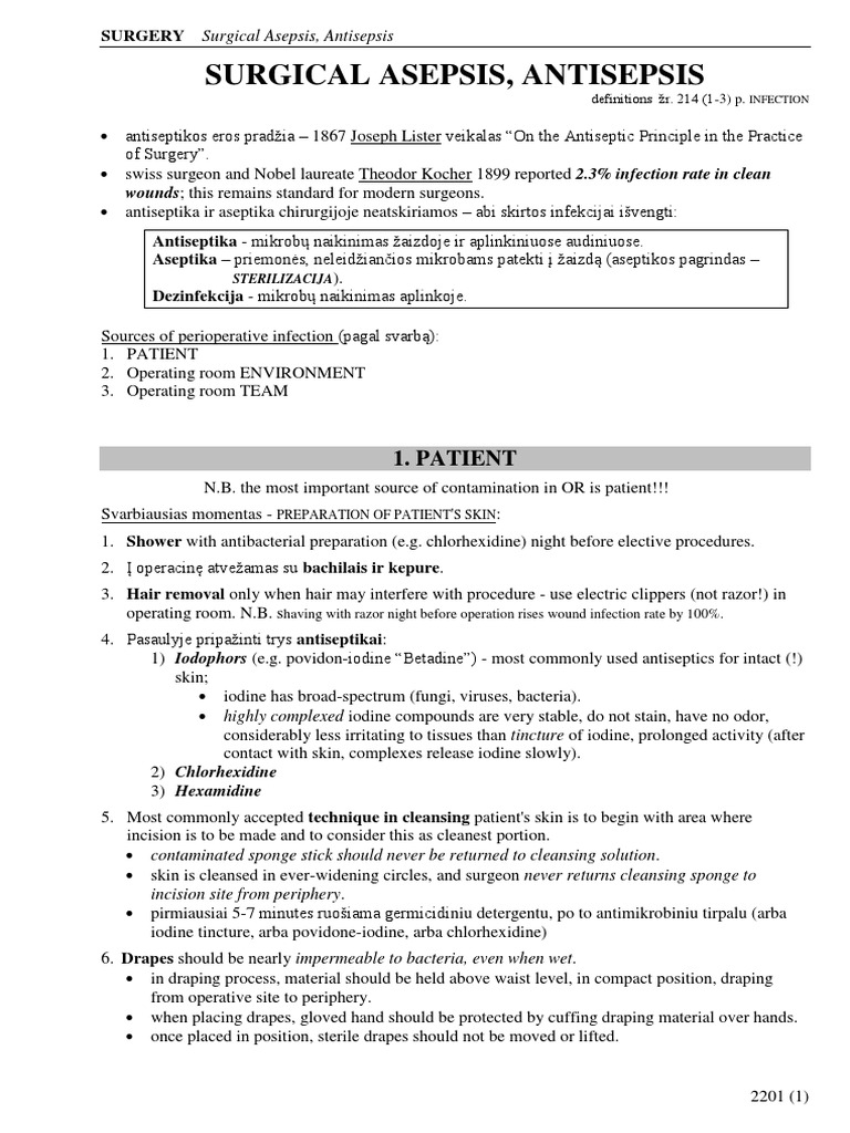 Surgical Asepsis, Antisepsis | PDF | Surgery | Health Sciences