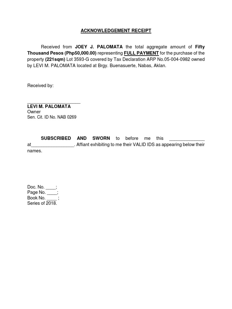 Acknowledgement Receipt: Sen. Cit. ID No. NAB 0269 | PDF