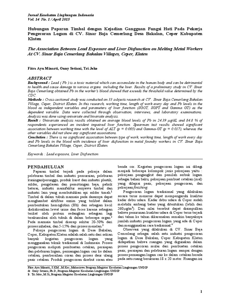 4899 ID Hubungan Paparan Timbal Dengan Kejadian Gangguan Fungsi Hati ...