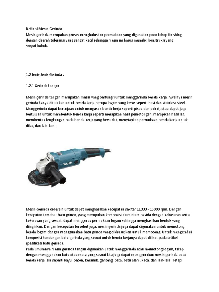 Definisi Mesin Gerinda | PDF