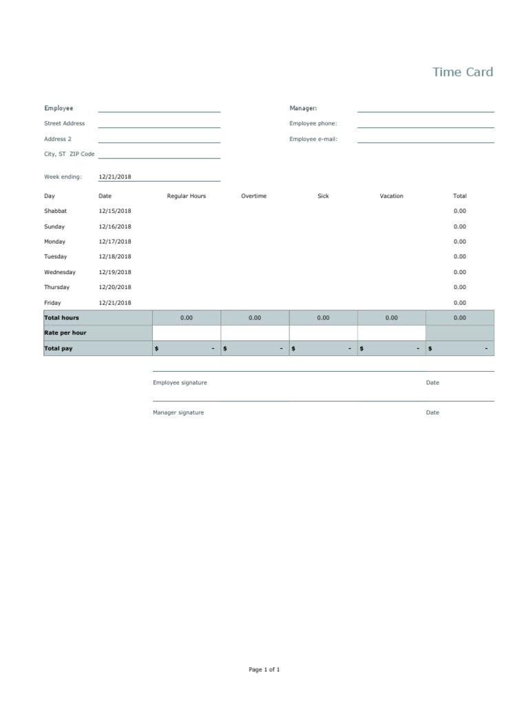 Time Card: Employee Manager | PDF