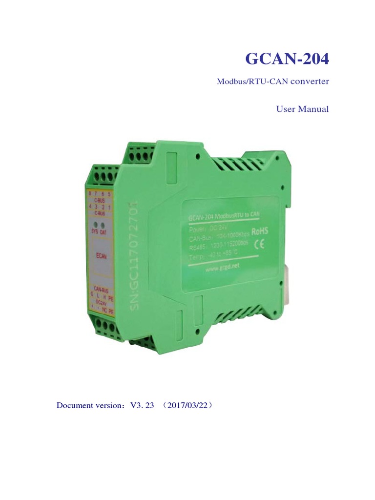 Gcan 204 | PDF | Physical Layer Protocols | Electronic Engineering