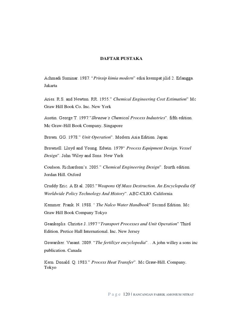 Daftar Pustaka (Hal 120 - 122) | PDF | Chemical Engineering | Science And Technology