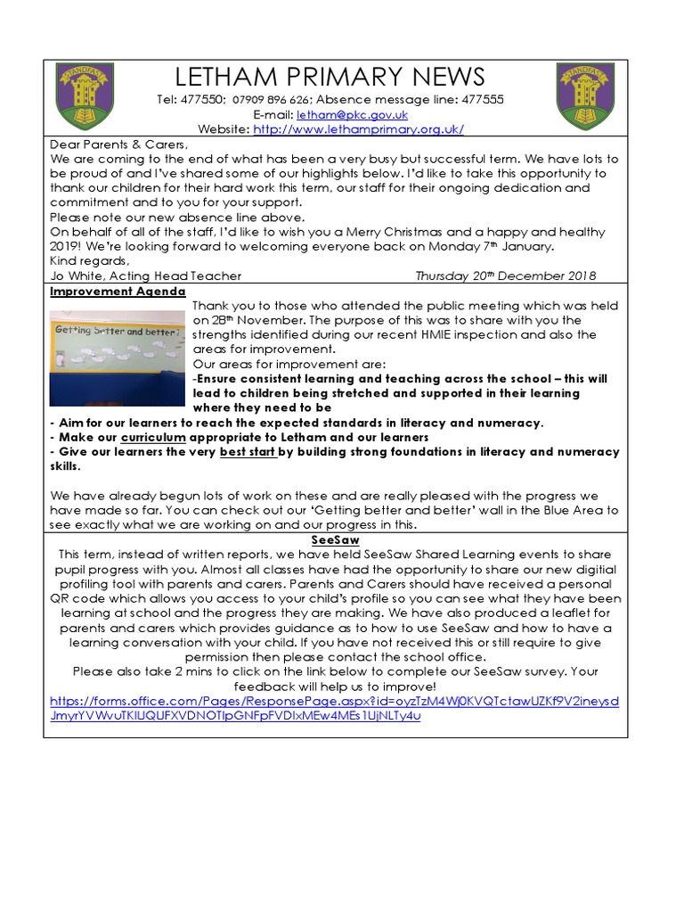 Letham Primary News: Letham@pkc - Gov.uk | PDF | Child Care | Relationships