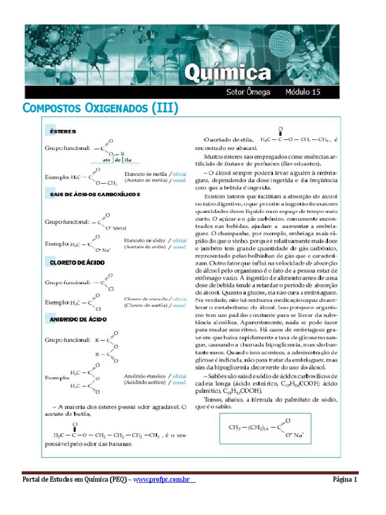 Compostos Oxigenados (III) | PDF | Éster | Éter