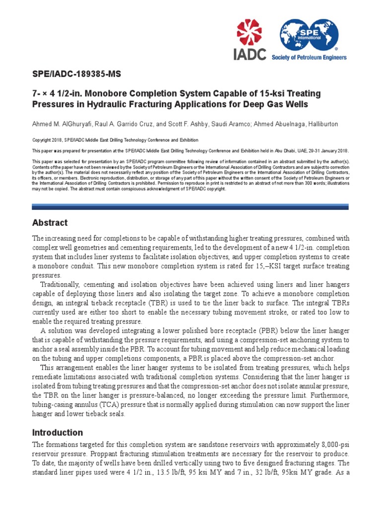 7 x4.5 Inch Monobore Completion For | PDF | Casing (Borehole ...