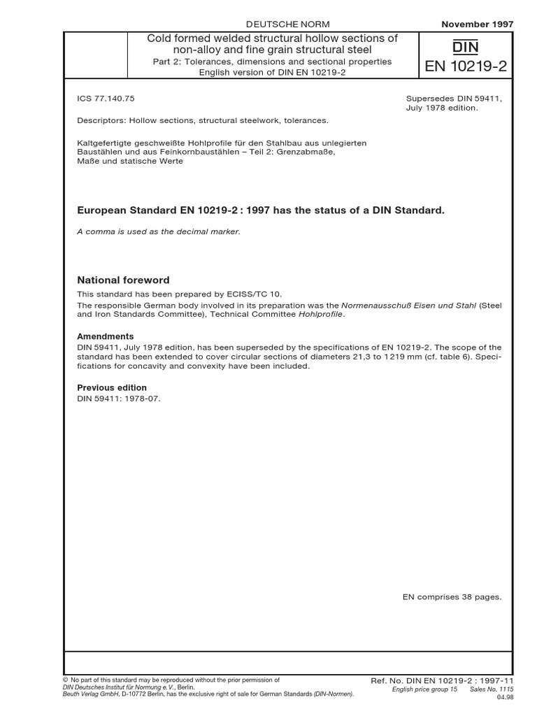 En10219 2 | PDF | Structural Steel | Europe Travel