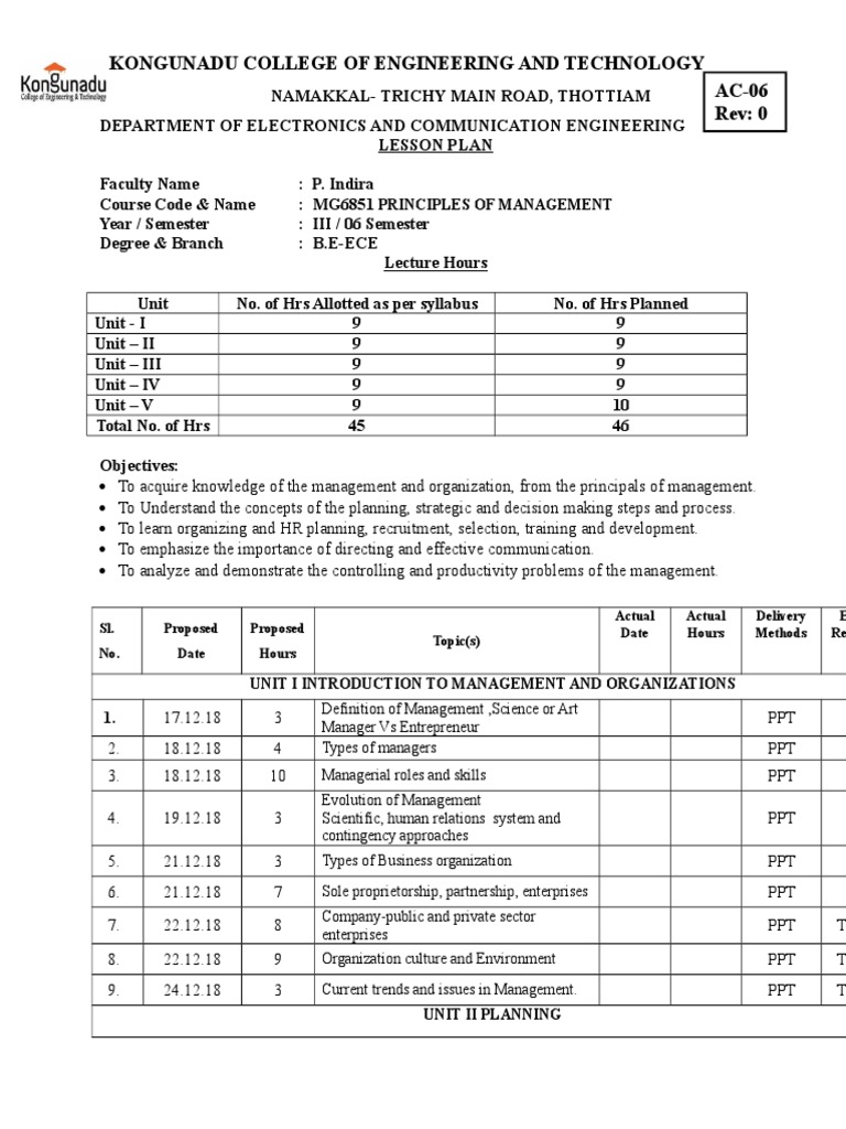 5.POM Lesson Plan | Download Free PDF | Engineering | Human Resource Management