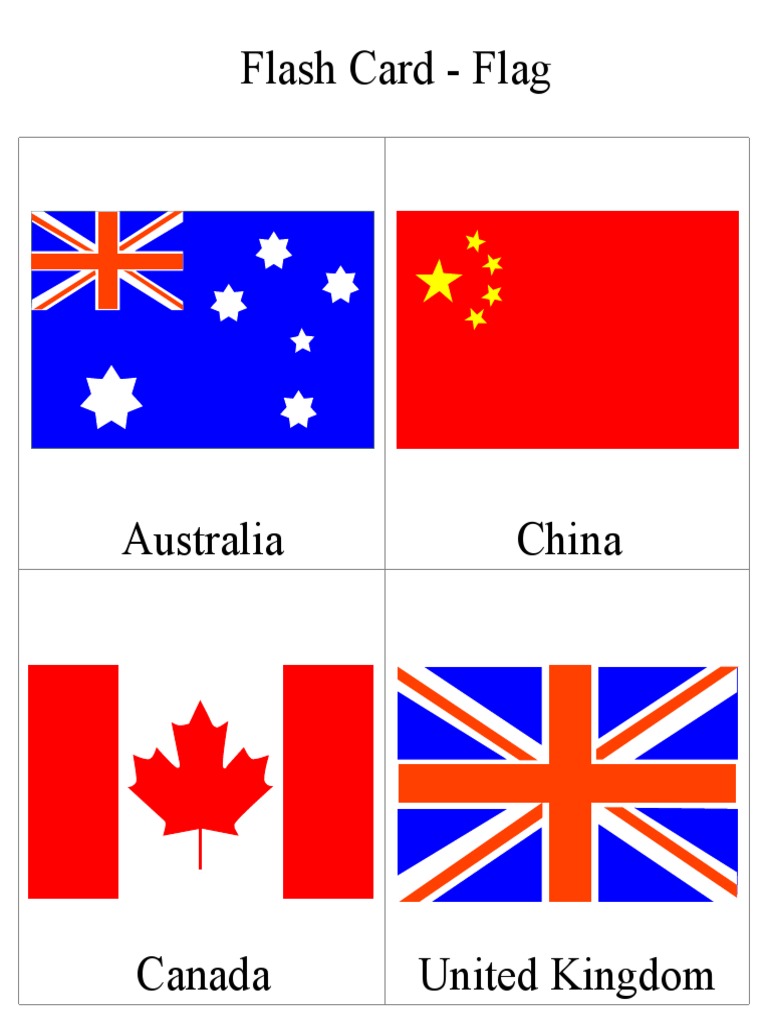 Flag Flash Cards for Kids | PDF