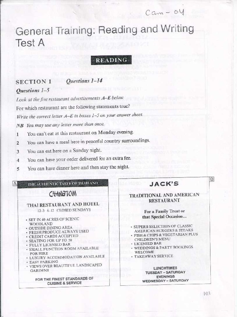 IELTS General Training Writing Test Sample Answers | PDF
