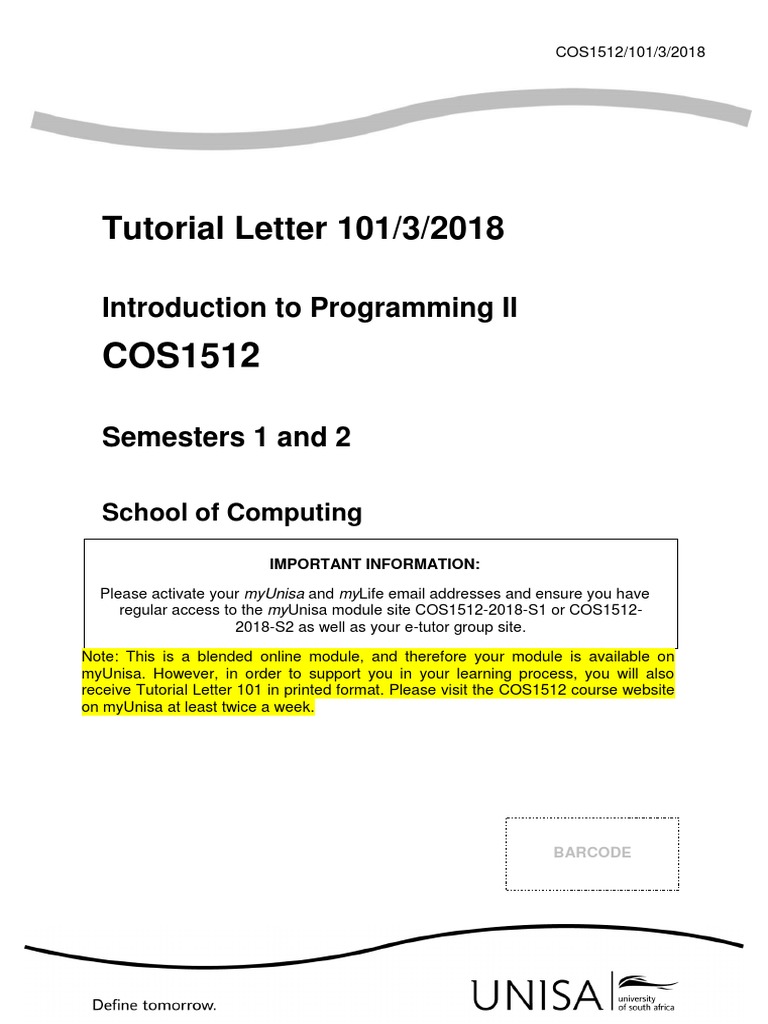 COS1512 101 2018 3 B | PDF | Computer Programming | Online And Offline
