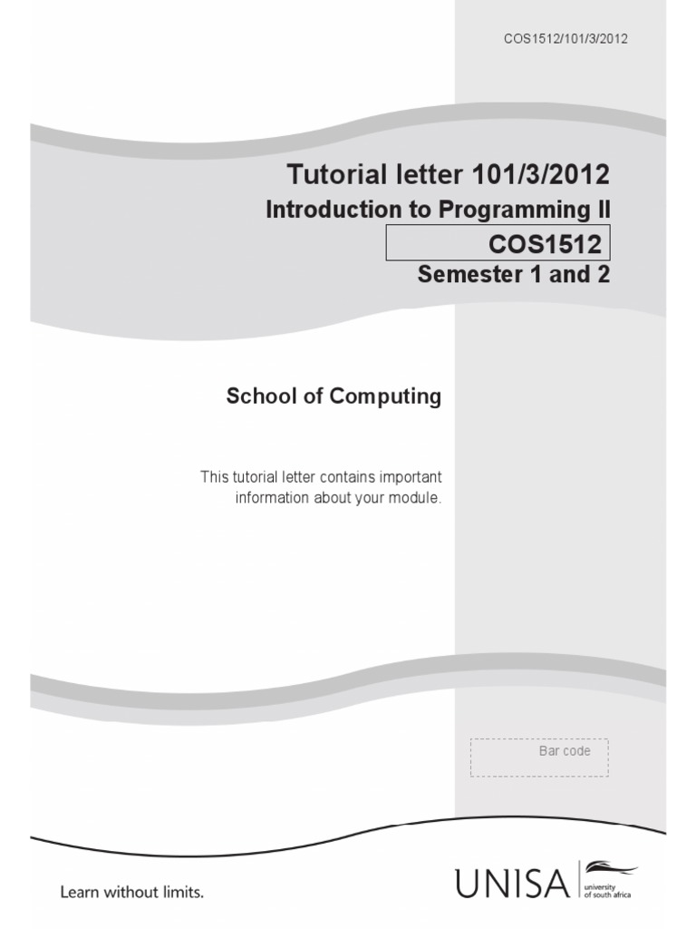 Cos1512 101 2012 3 B Nostudy Guide | PDF | Class (Computer Programming) | Double Click