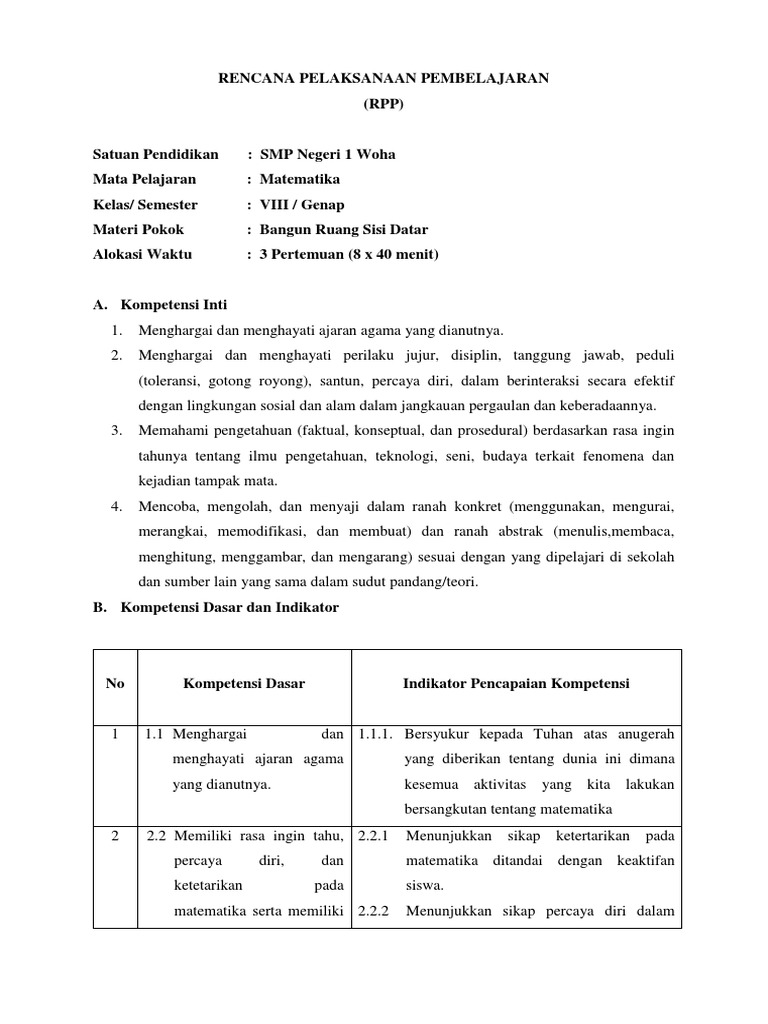 RPP Bangun Ruang Sisi Datar | PDF