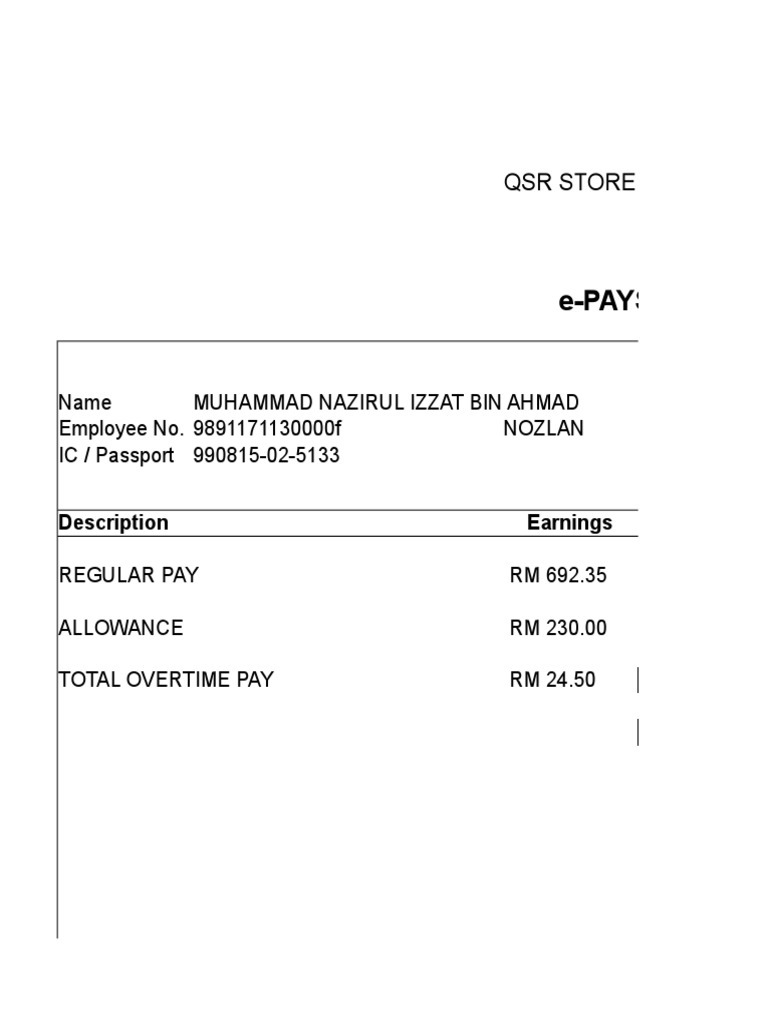 Slip Gaji Ejat November | PDF