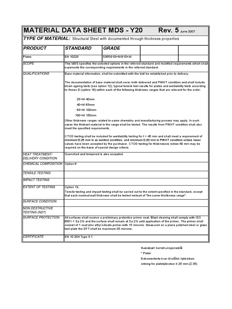 MDS Y20 | PDF | Structural Steel | Metals