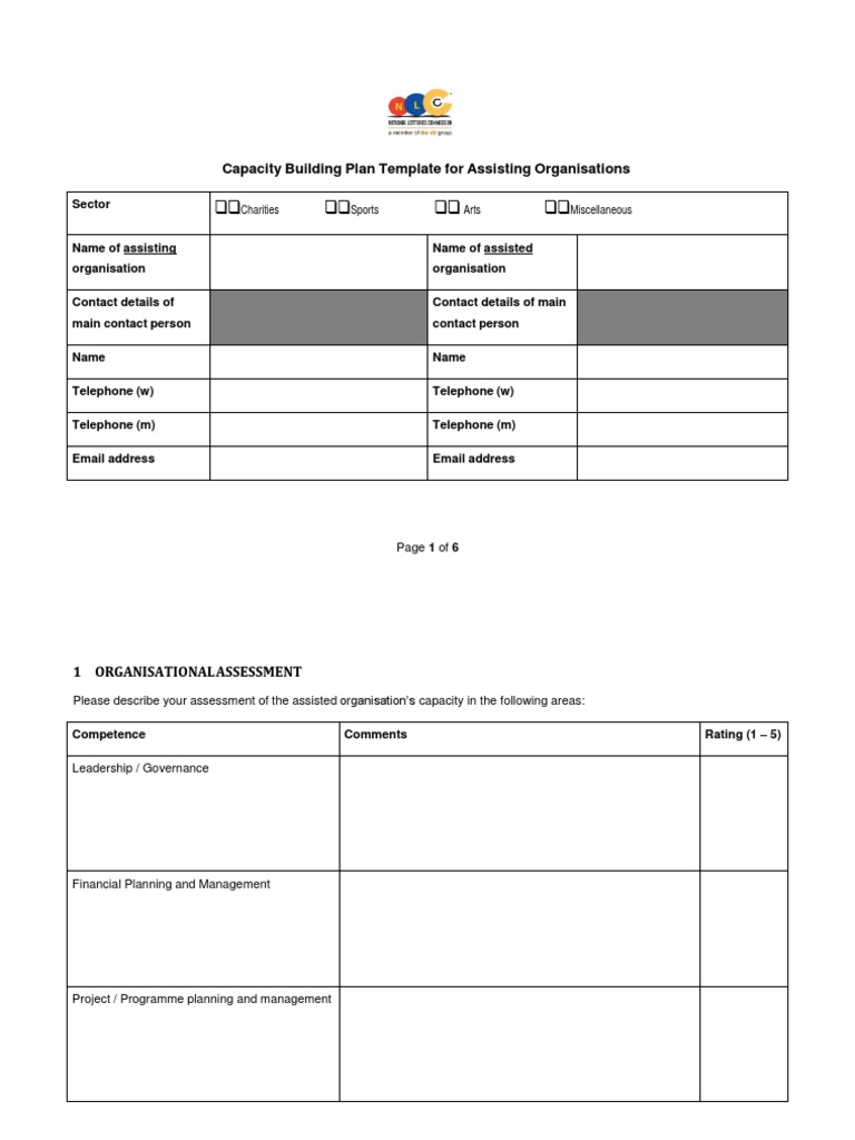 Capacity Building Plan Template For Assisting Organisation 1 | PDF ...