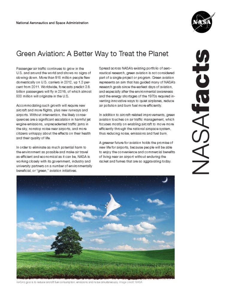 Green Aviation Fact Sheet Web PDF | PDF | Nasa | Air Traffic Control