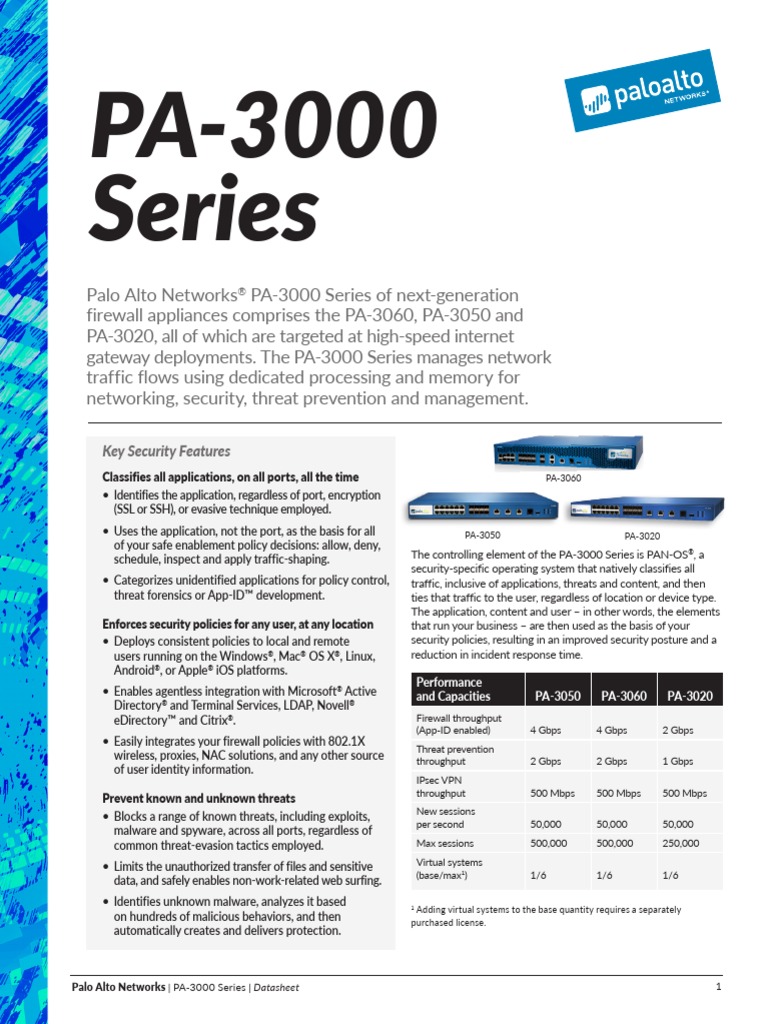 PA-3000 Series: Key Security Features | PDF | Ip Address | Computer Network
