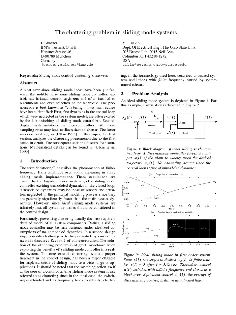 The Chattering Problem in Sliding Mode Systems | PDF | Control Theory ...