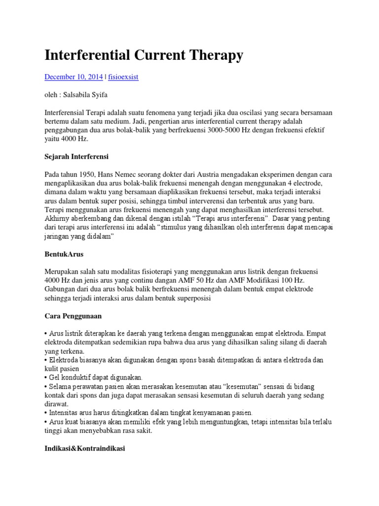 Interferential Current Therapy | PDF