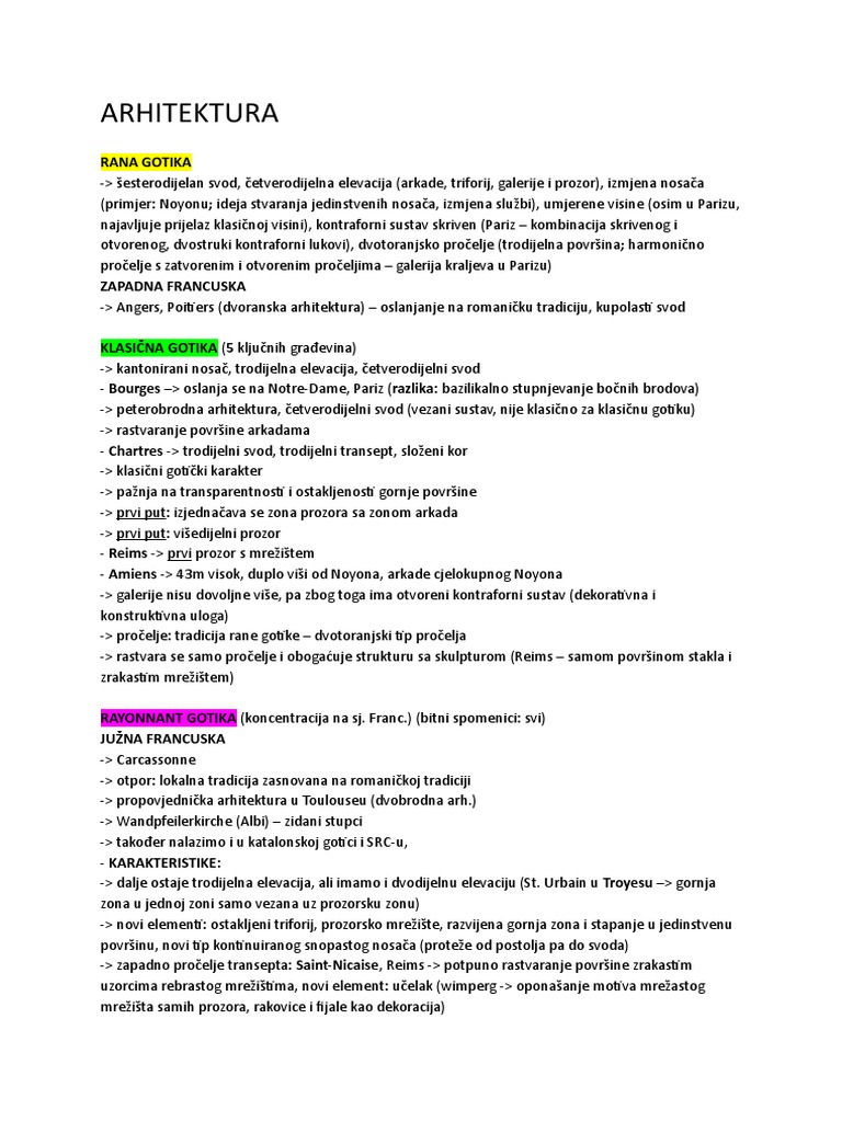 Mini Skripta Za PRVI Kolokvij Umjetnost Gotike | PDF