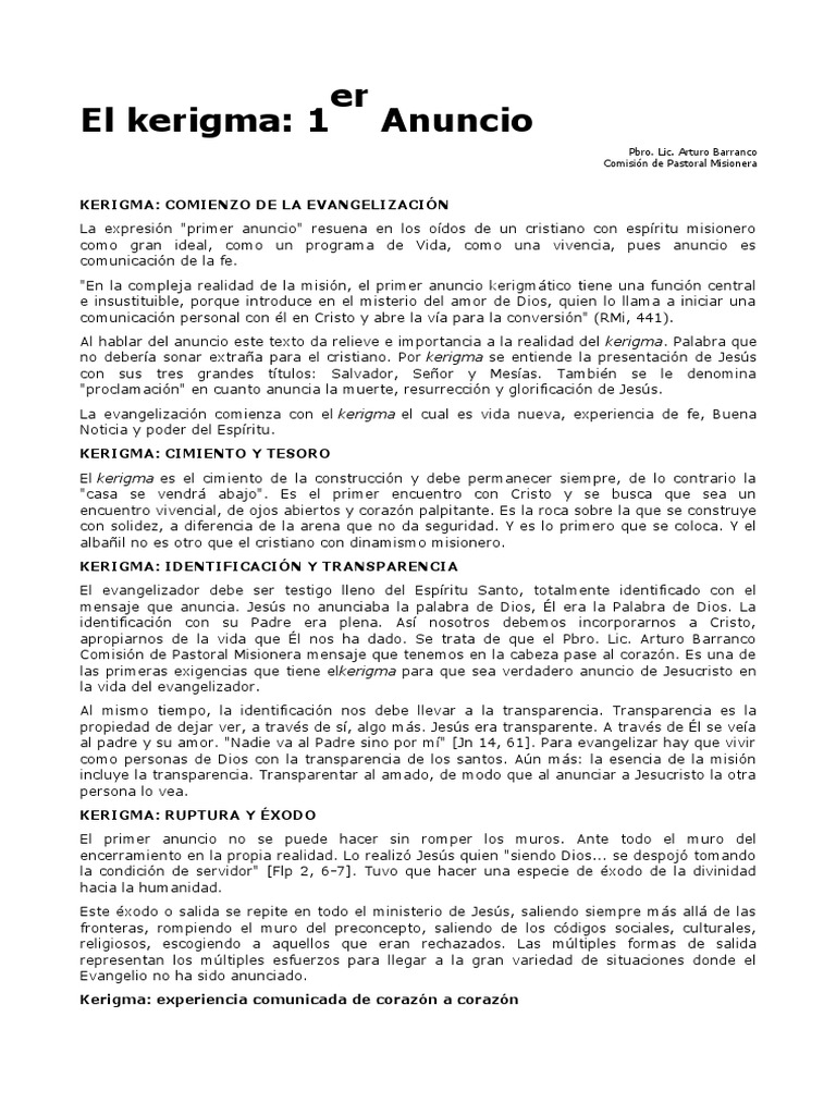 Kerigma: Inicio de la Evangelización | PDF | Evangelización | Jesús