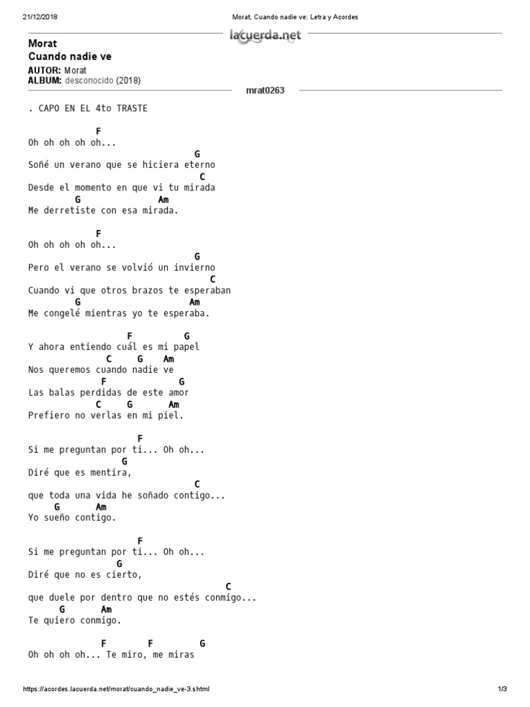 Morat, Cuando Nadie Ve - Letra y Acordes | PDF | Álbumes | Música grabada