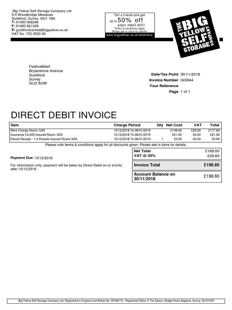 Big Yellow Invoice | PDF | Invoice | Government Finances