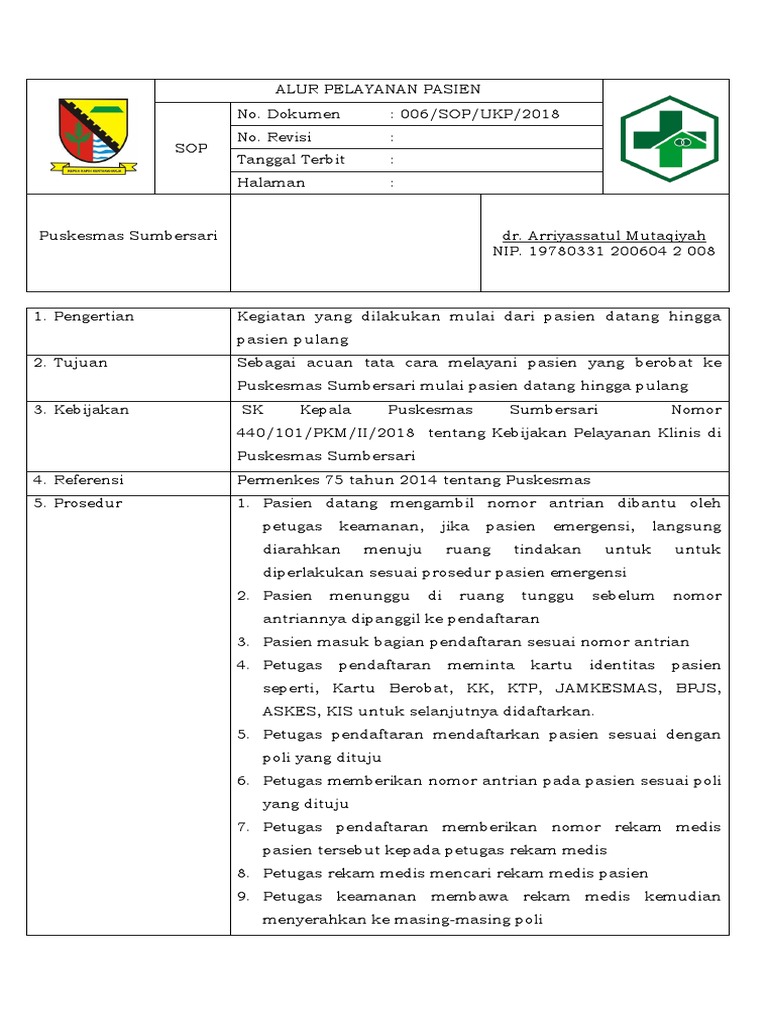 SOP Alur Pelayanan Pasien | PDF
