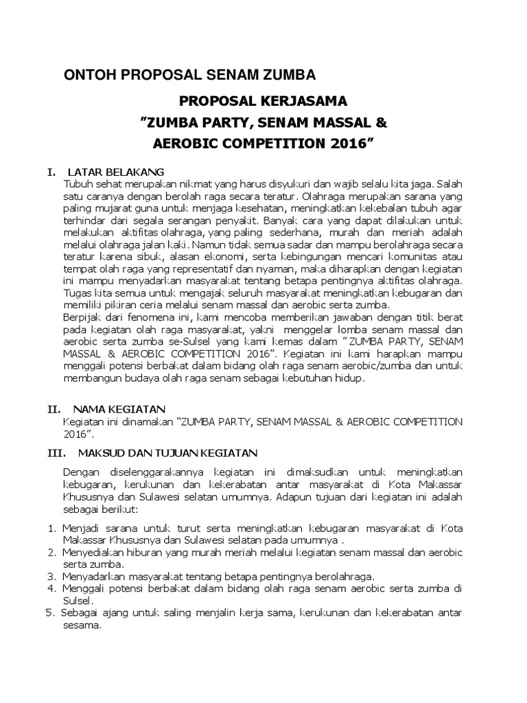 Contoh Proposal Senam Zumba | PDF