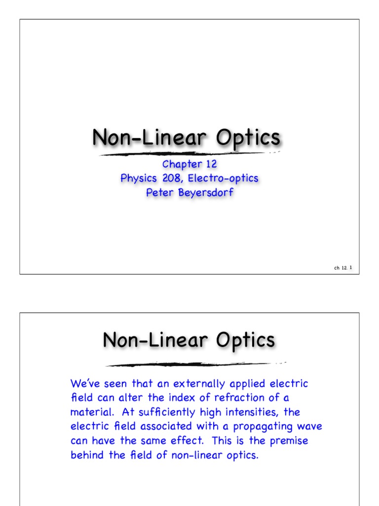 CH 12 Non Linear Optics | PDF | Nonlinear Optics | Polarization (Waves)