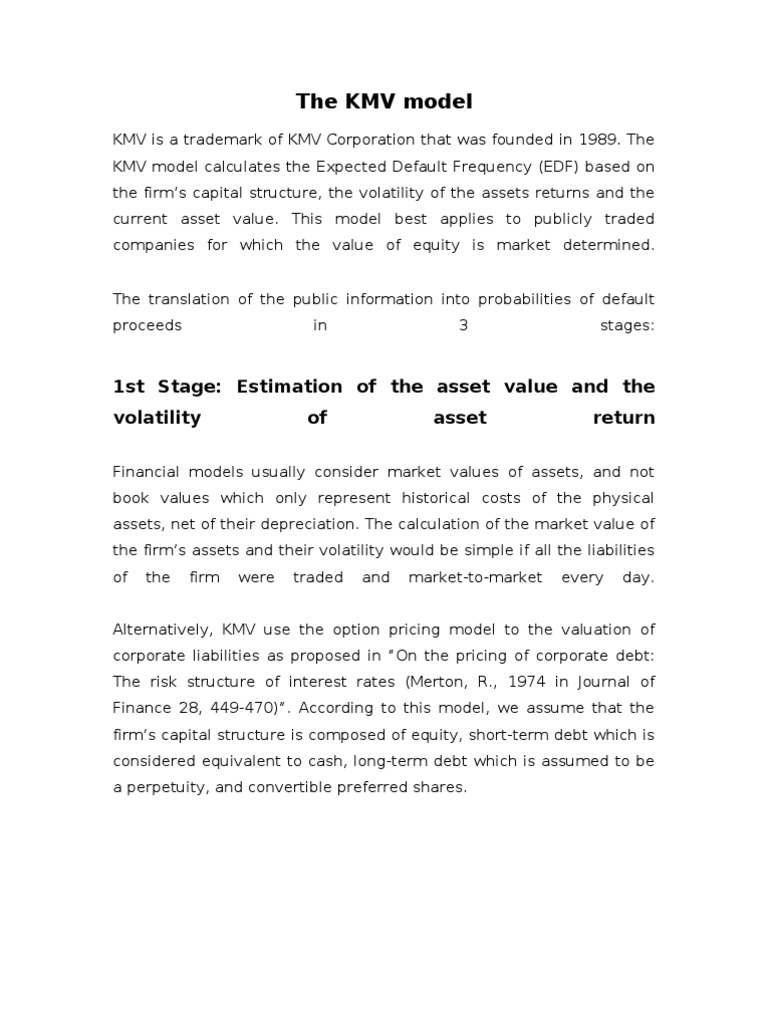 KMV Model | Download Free PDF | Capital Structure | Valuation (Finance)