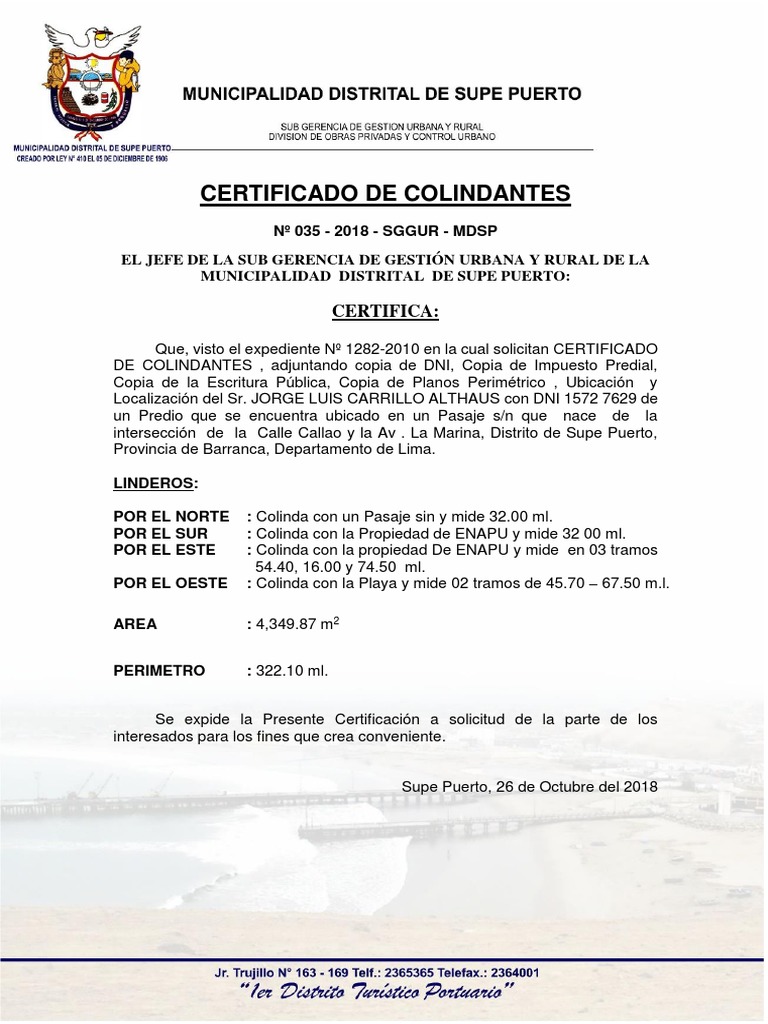Certificado de Colindantes | PDF | Business