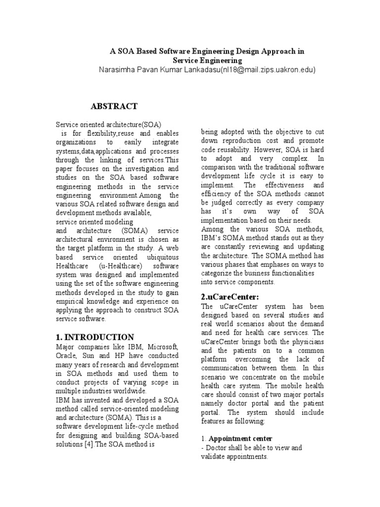 A SOA Based Software Engineering Design Approach in Service Engineering ...