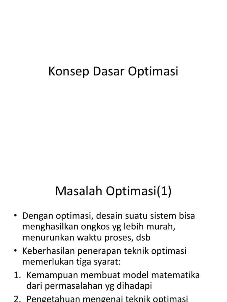 B. Konsep Dasar Optimasi | PDF