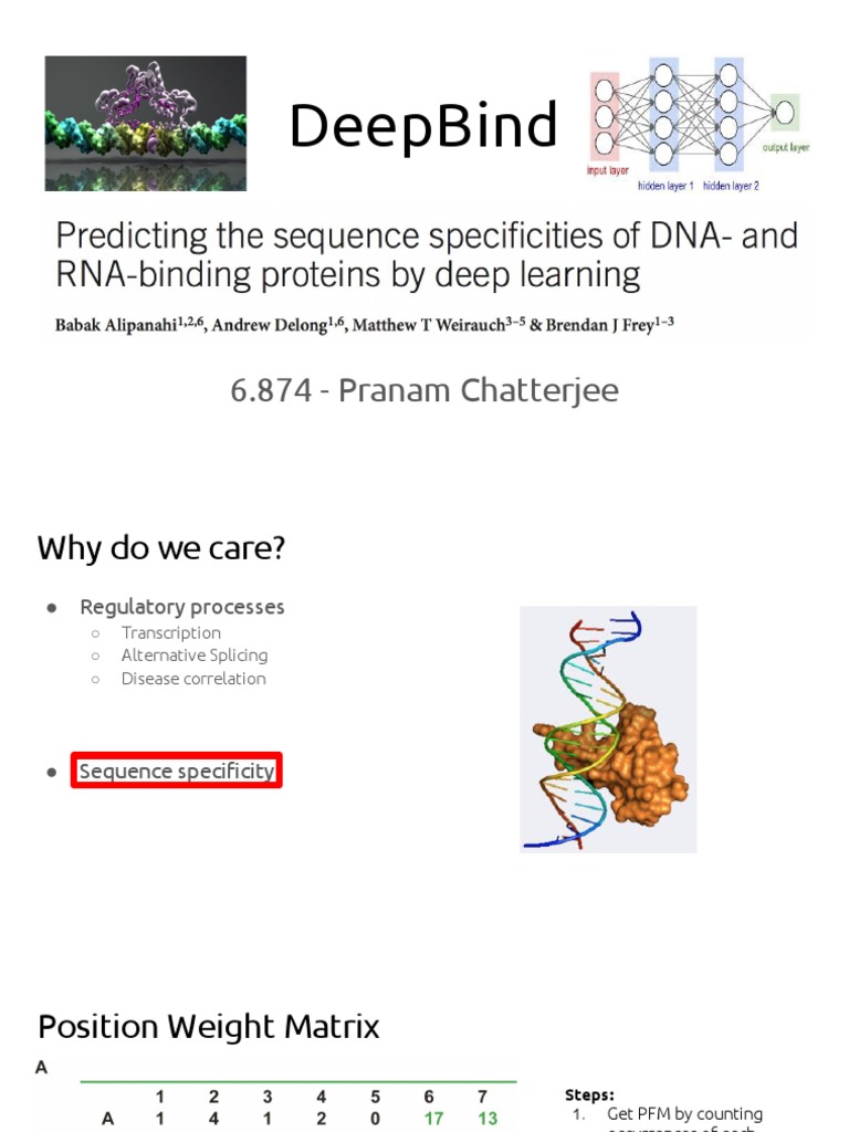 Deepbind: 6.874 - Pranam Chatterjee | PDF | Alternative Splicing ...