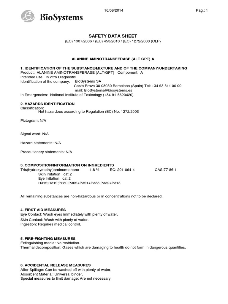 Alanine Aminotransferase (Alt GPT) A | PDF | Alanine Transaminase | Water