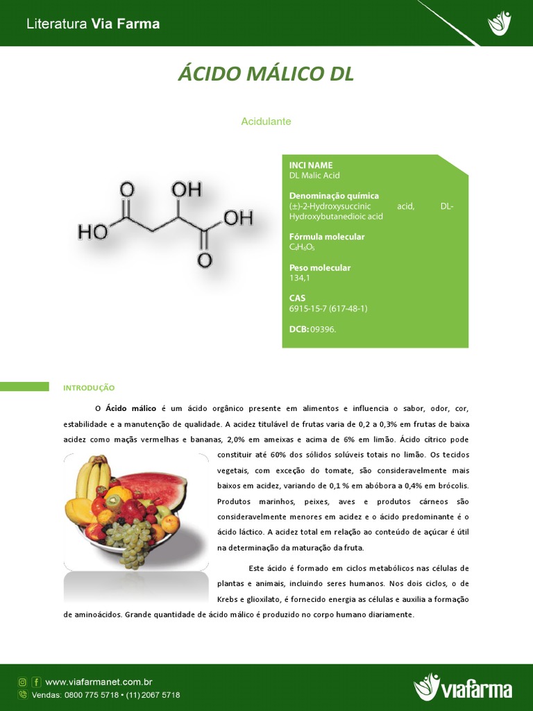 Ácido Málico Dl: Acidulante | Ácido | Comidas e Bebidas