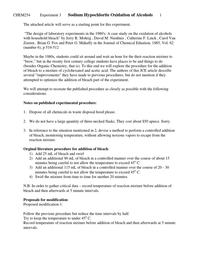 03 Bleach Oxidation Handout | PDF | Chlorine | Chromium