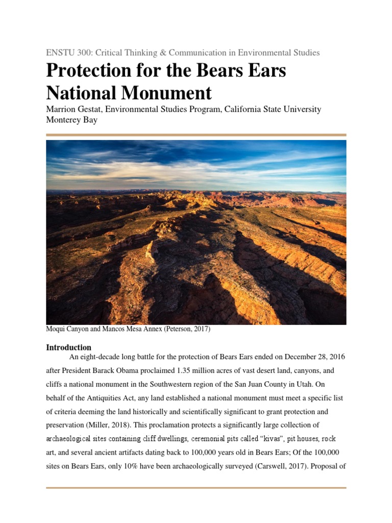 Bears Ears Policy Analysis | PDF | National Environmental Policy Act ...