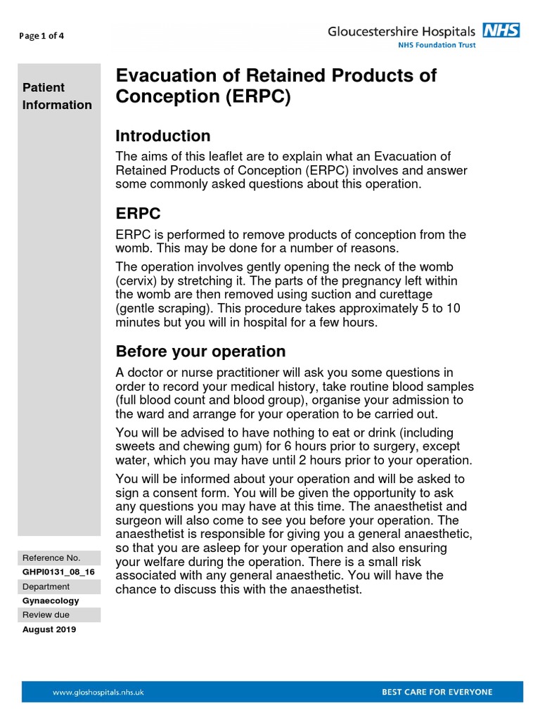 Evacuation of Retained Products of Conception ERPC GHPI0131!08!16 | PDF ...