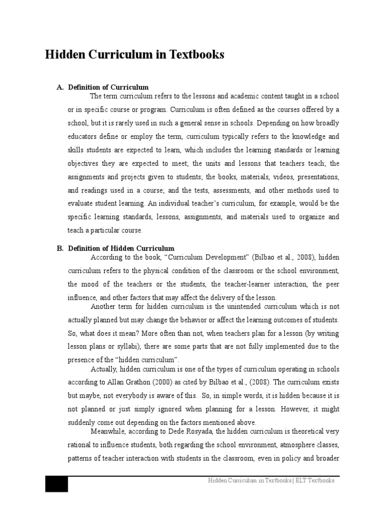 Understanding Hidden Curriculum in Textbooks | PDF | Curriculum | Teachers