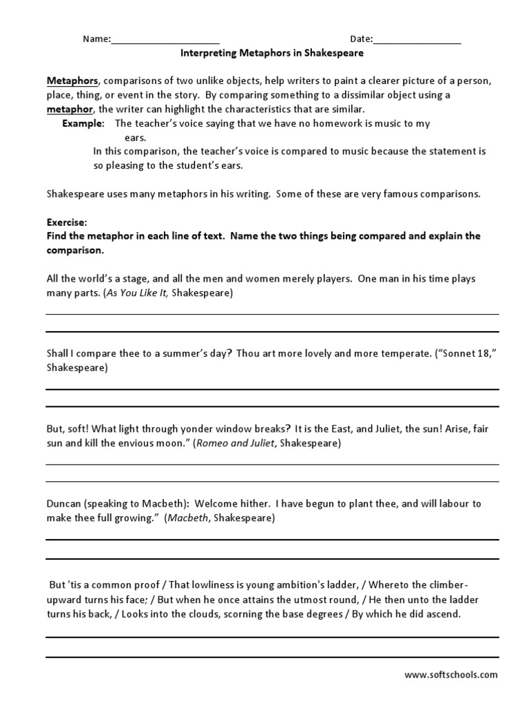 Metaphors in Shakespeare | Download Free PDF | William Shakespeare ...