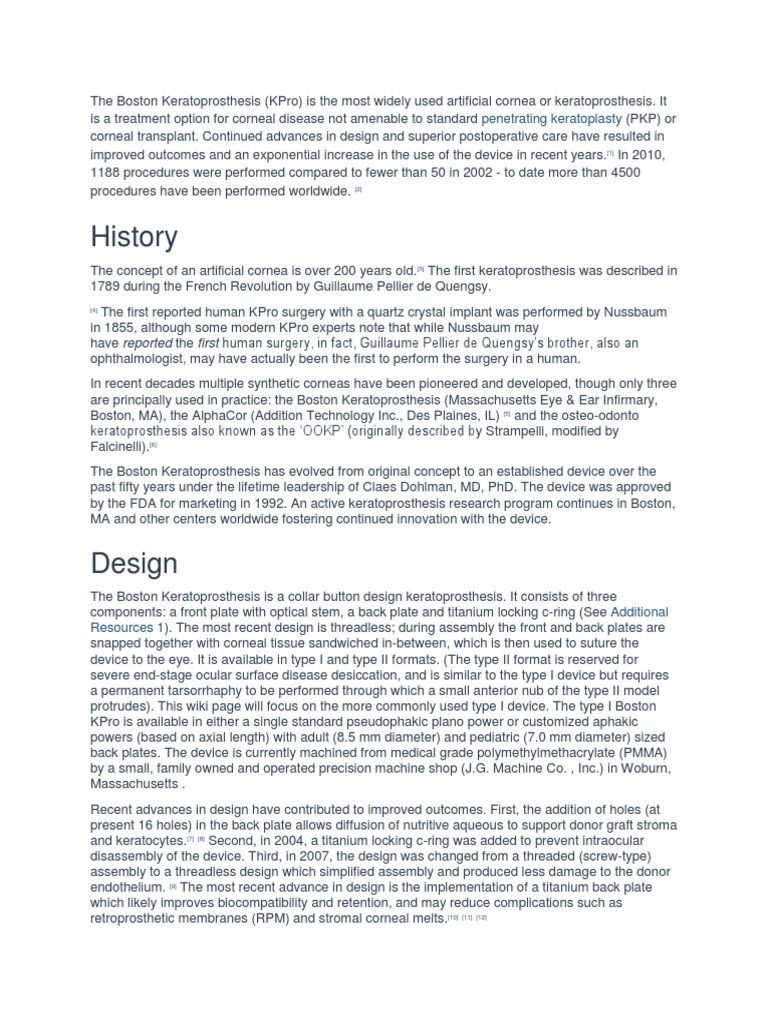 The Boston Keratoprosthesis | PDF | Glaucoma | Ophthalmology