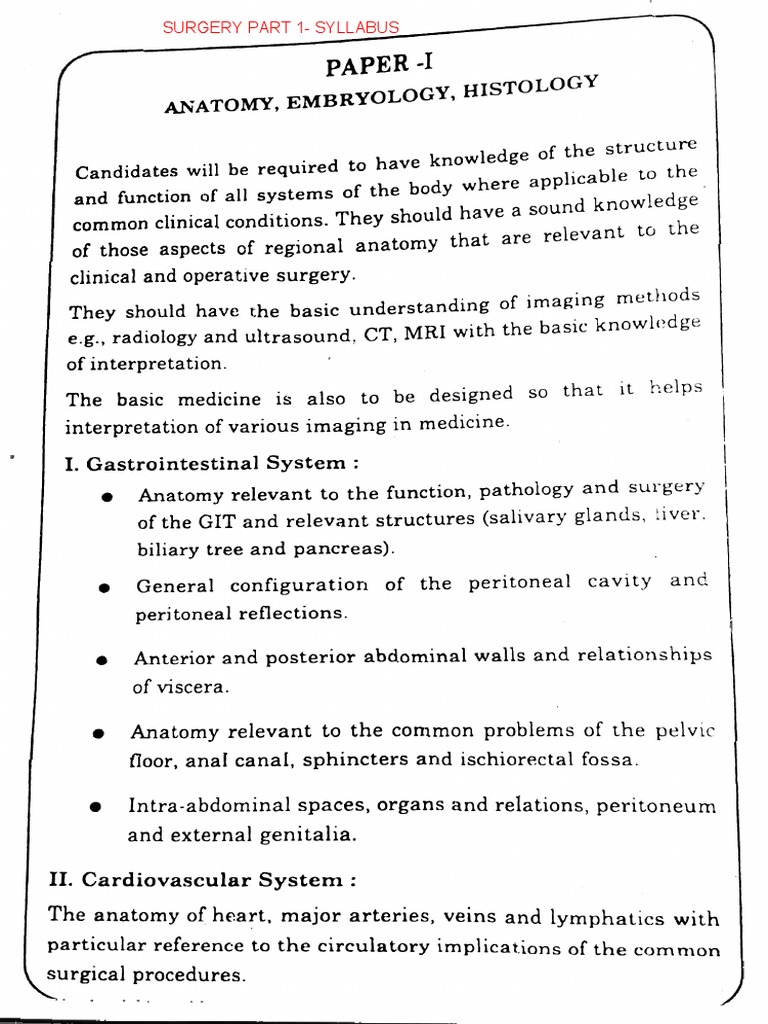 FCPS Part 1 Syllabus | PDF | Pathology | Peritoneum