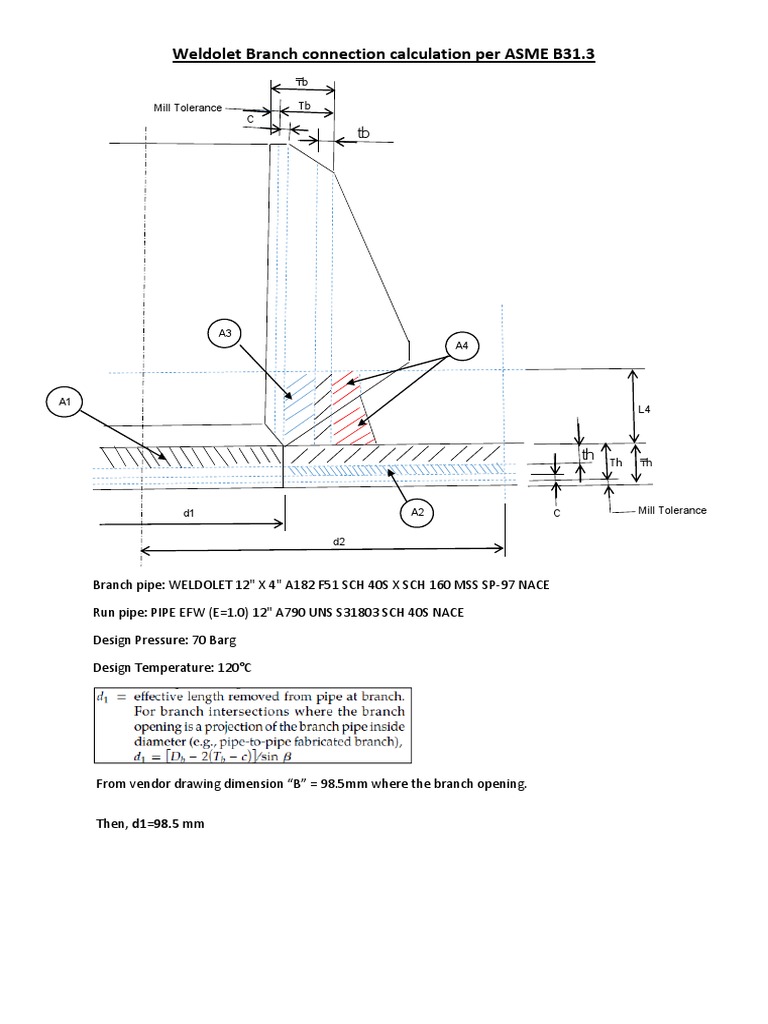 Weldolet Branch Connection Calculation | PDF | Pipe (Fluid Conveyance ...