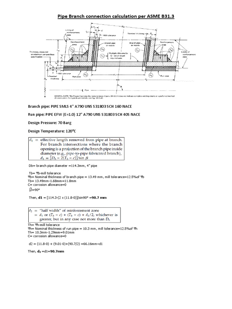 Pipe Branch Connection Calculation ASME B31.3 | PDF | Pipe (Fluid ...